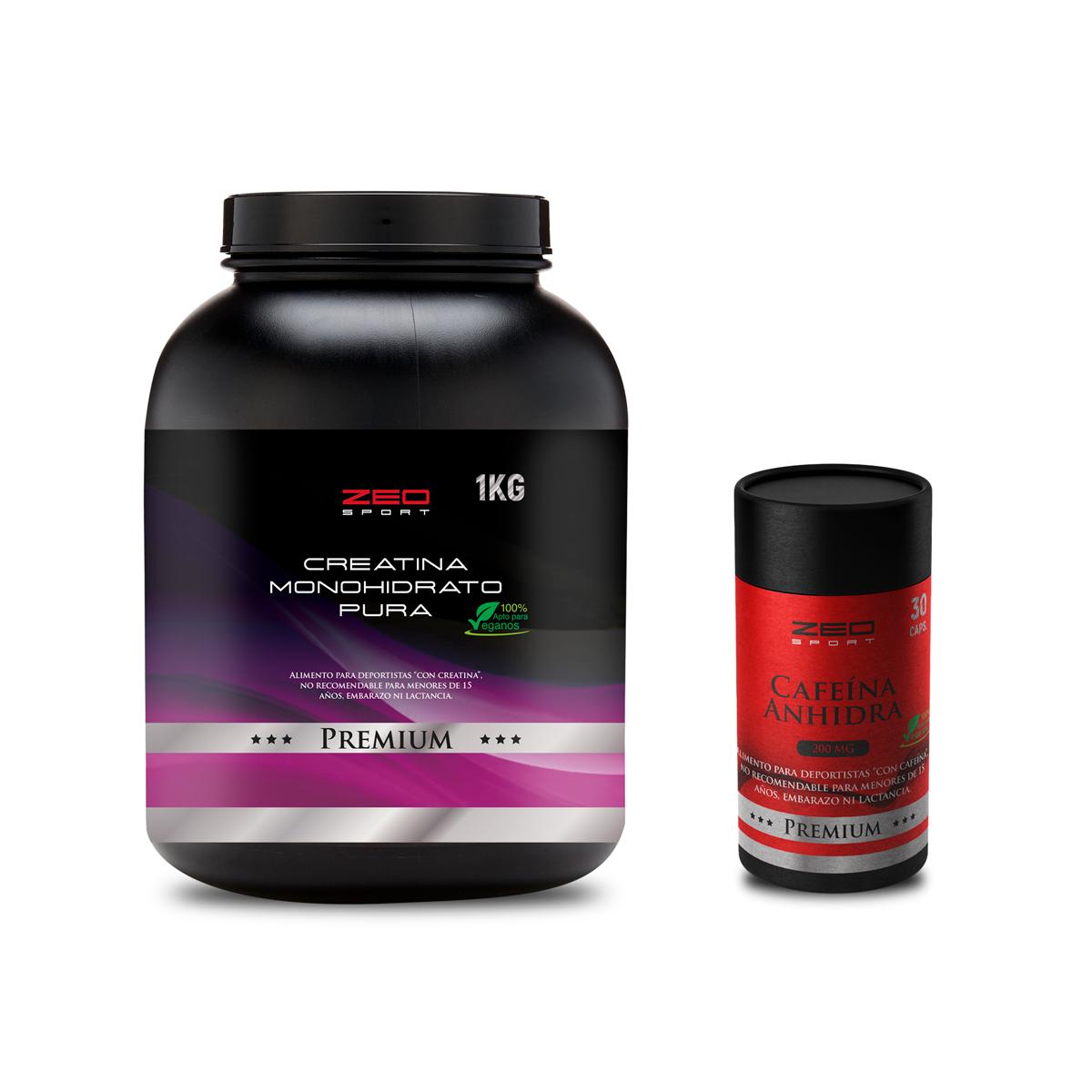 Creatina Monohidrato Pura X 1 K. + 1 Cafeína 30 Cáps. – Linea Premium